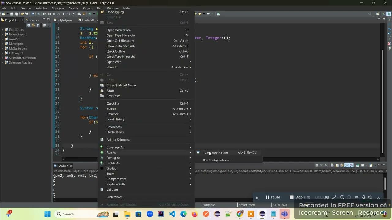 Count the occurance of character in a String and also print the duplicate character of string ...