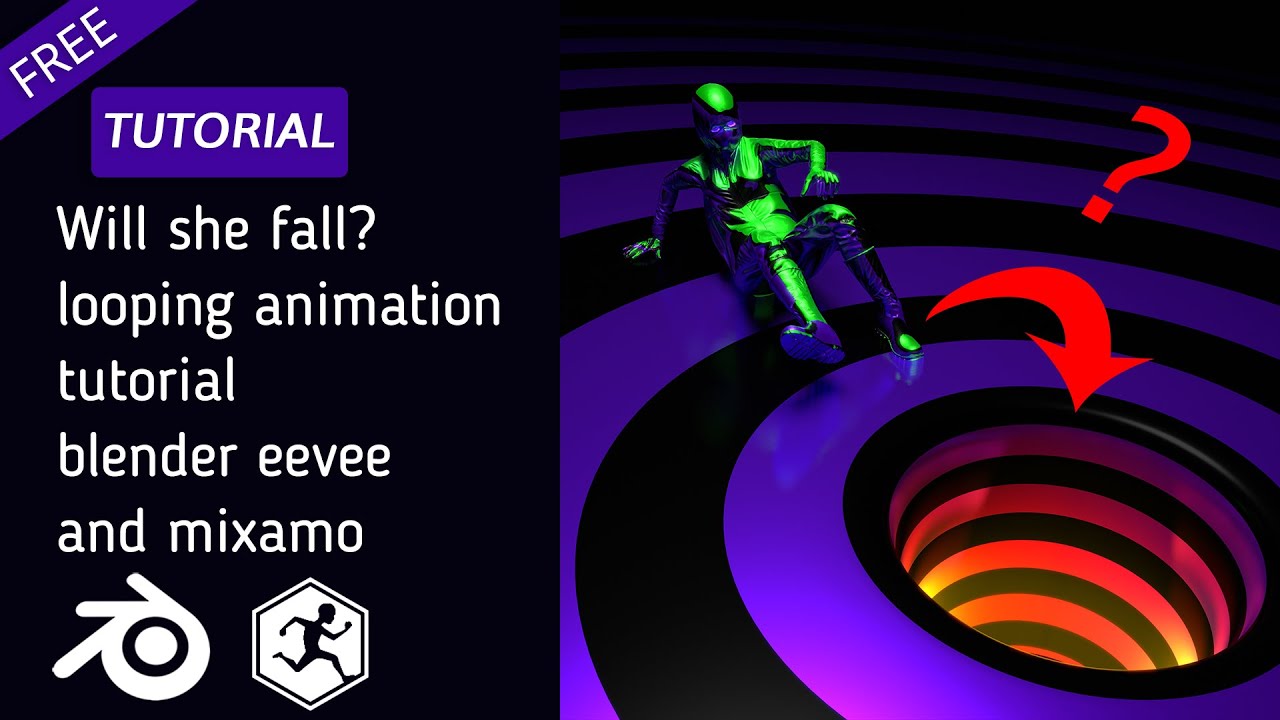 Will she fall ? animation tutorial | blender 2.8 eevee | mixamo | free ...