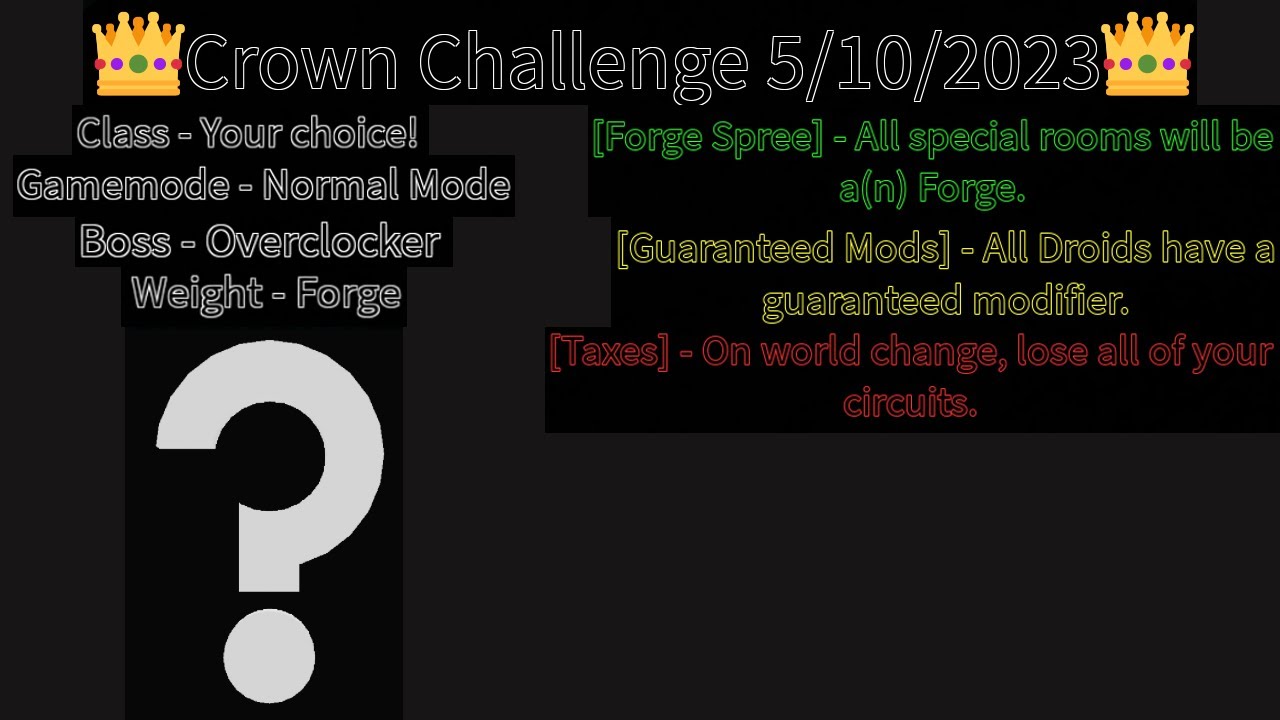 Crown Challenge 5/10/2023 - Randomly Generated Droids - YouTube