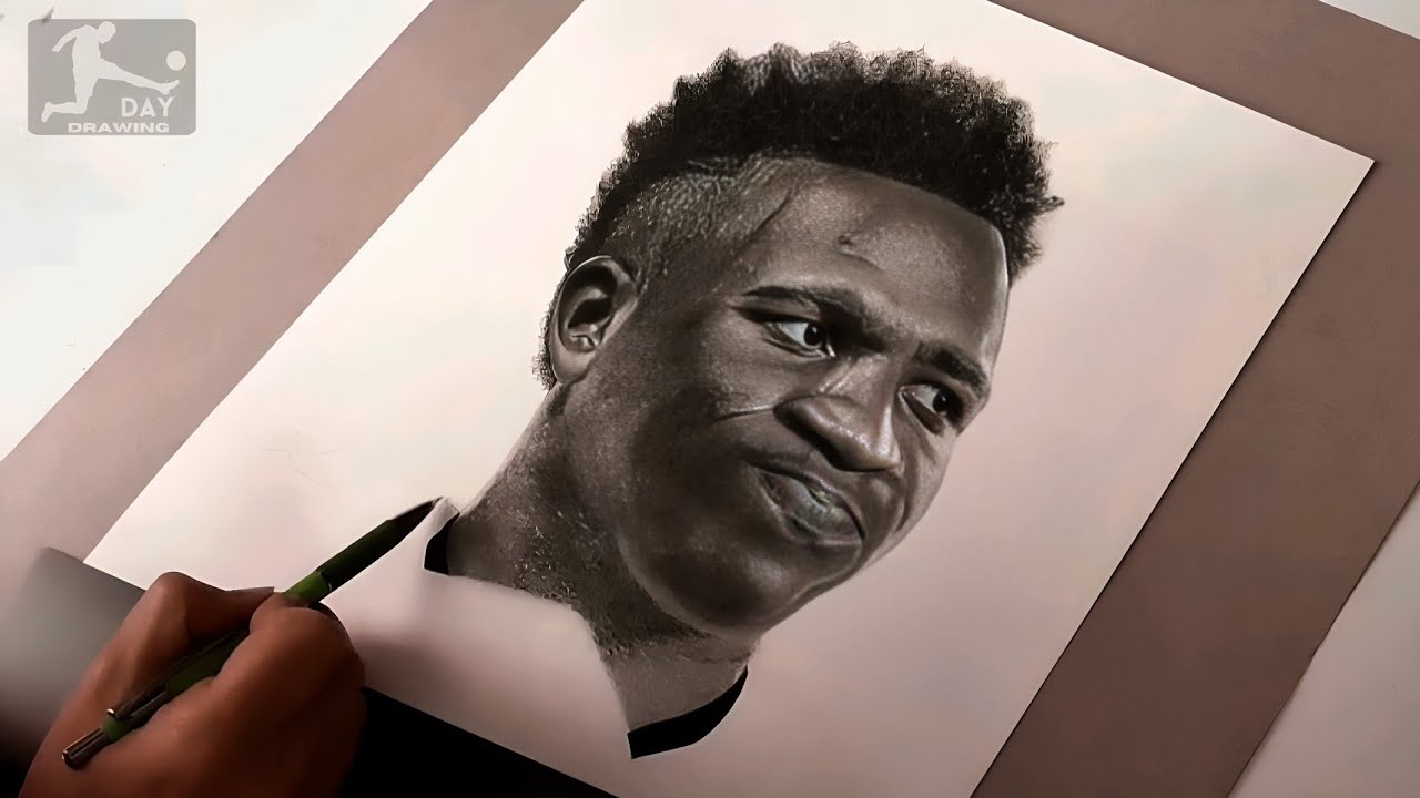 Vinicius Jr Real Madrid. day drawing || Drawing vinicius face easy step ...