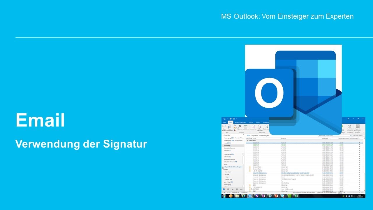 MS Outlook - Einrichten und Verwendung einer Email Signatur - YouTube