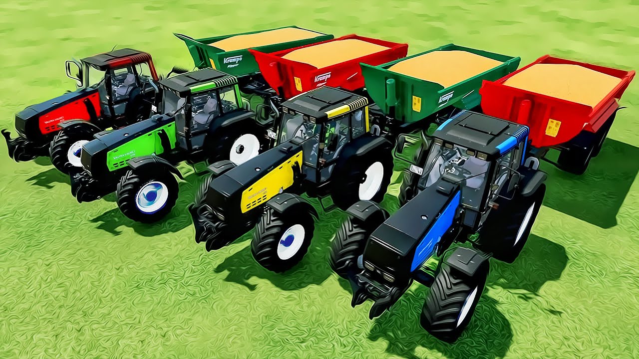 HARVESTING LOAD AND SEELING WITH COLORED TRACTORS - Farming Simulator ...