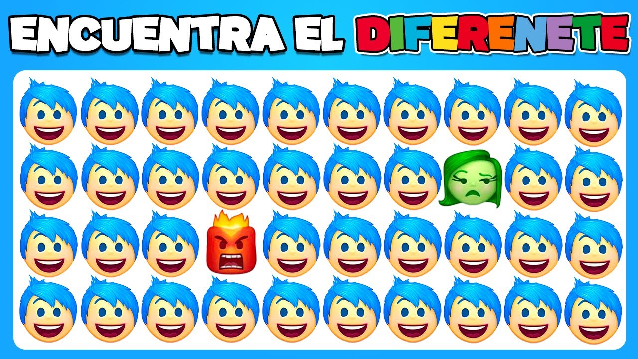 Encuentra el Emoji Diferente - Edición INTENSAMENTE 2 ⚡💧🔥 | Fácil ...