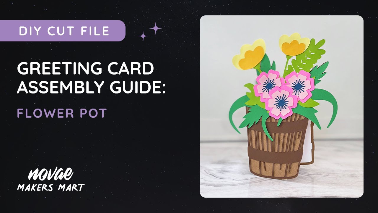 Flower Pot Greeting Card SVG Cut File | DIY Floral Thank You Card ...
