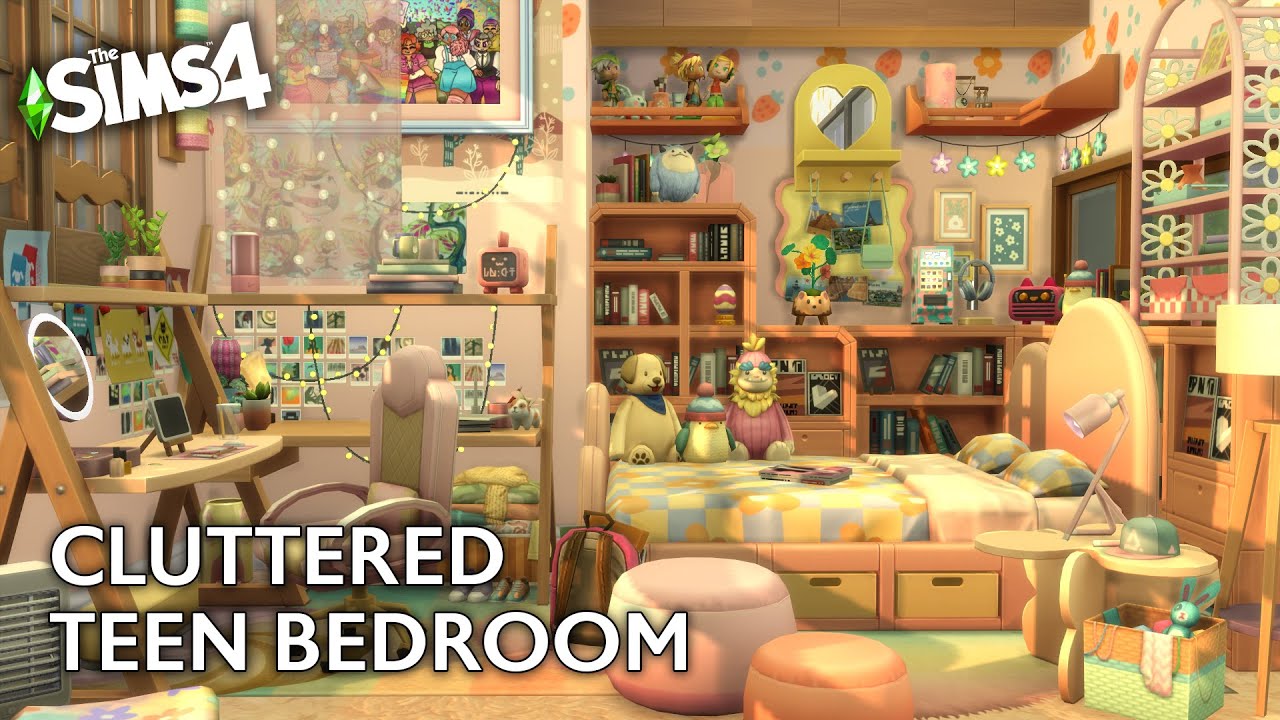Cluttered Teen's Bedroom | The Sims 4 Stop Motion Speed Build | No CC - YouTube
