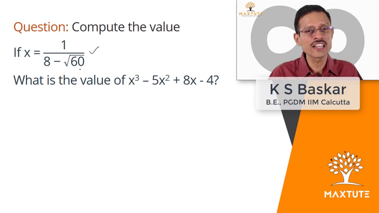 Rationalising and finding value for a cubic expression. - YouTube