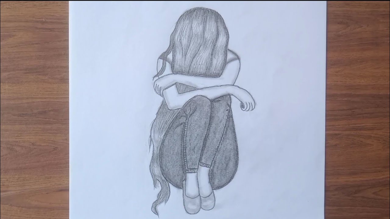 How to draw a sad girl drawing tutorial for beginners || very easy sad ...