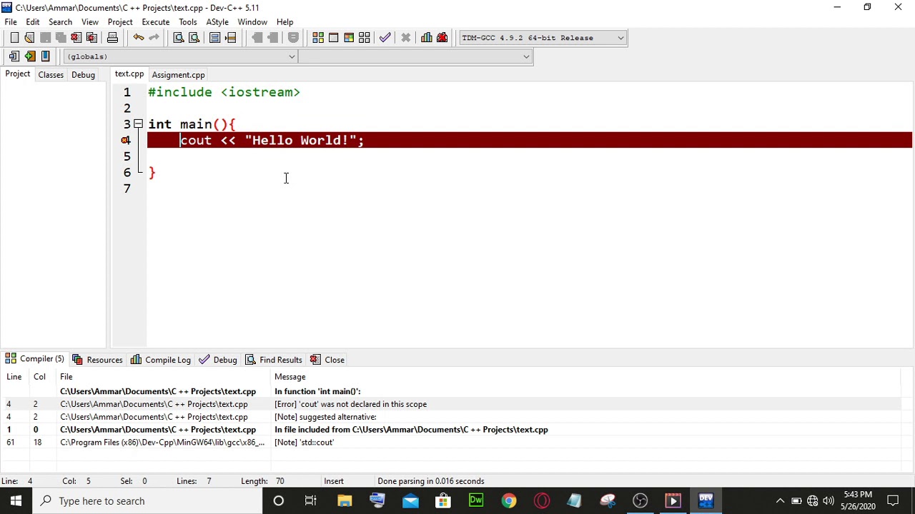 C Basic Tutorial Cout Cin Comments Urduhindi Youtube