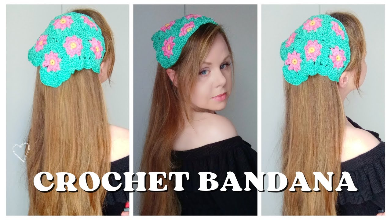 CROCHET FLOWER BANDANA KERCHIEF TUTORIAL FOR BEGINNERS DIY | How To ...