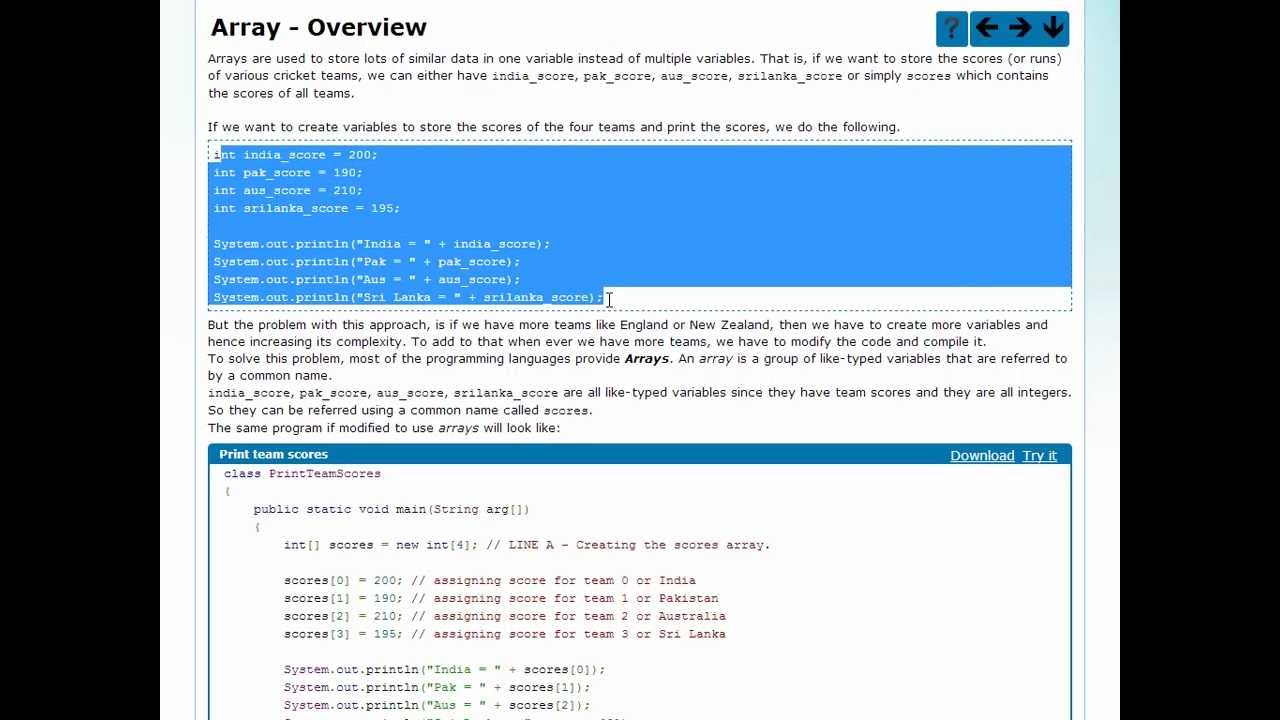 Arrays Overview Telugu Youtube
