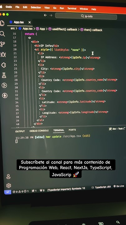 Consultar informacion de un IP con React y Fetch. #dev #reactjs #typescript #programacion #hooks ...