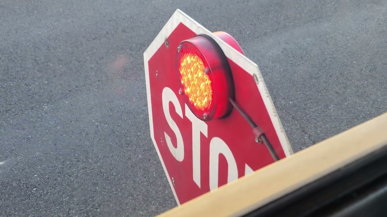 LED Stop Sign With Strobe Lights Flashing On Newer Thomas HDX School ...