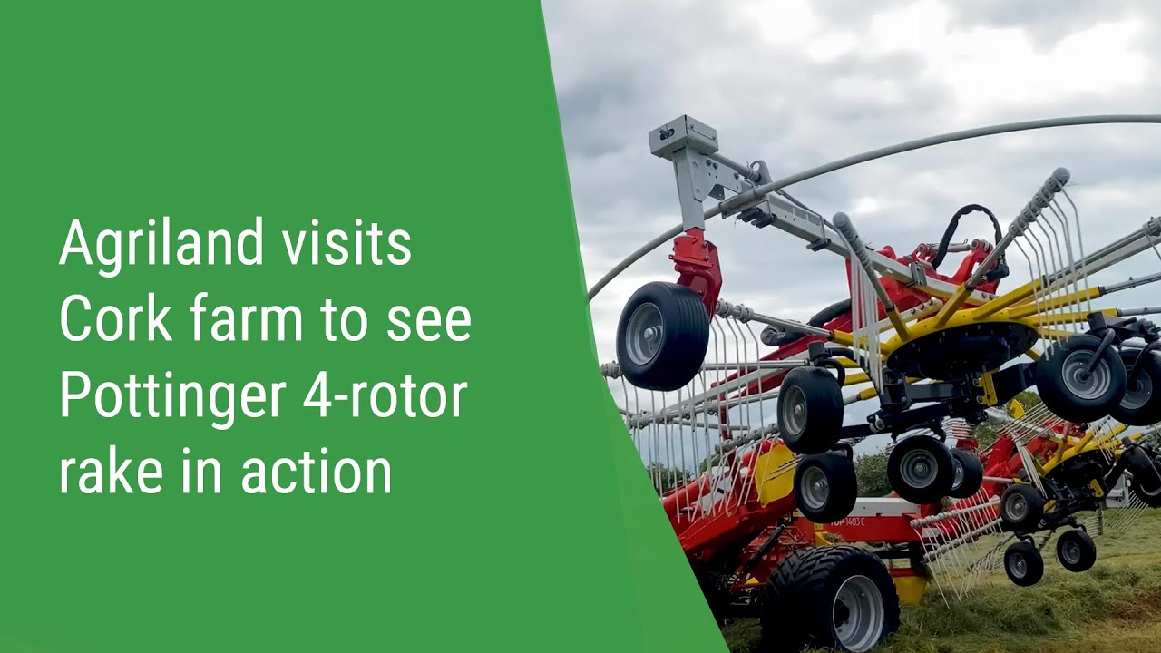 Agriland visits Cork farm to see Pottinger 4-rotor rake in action - YouTube