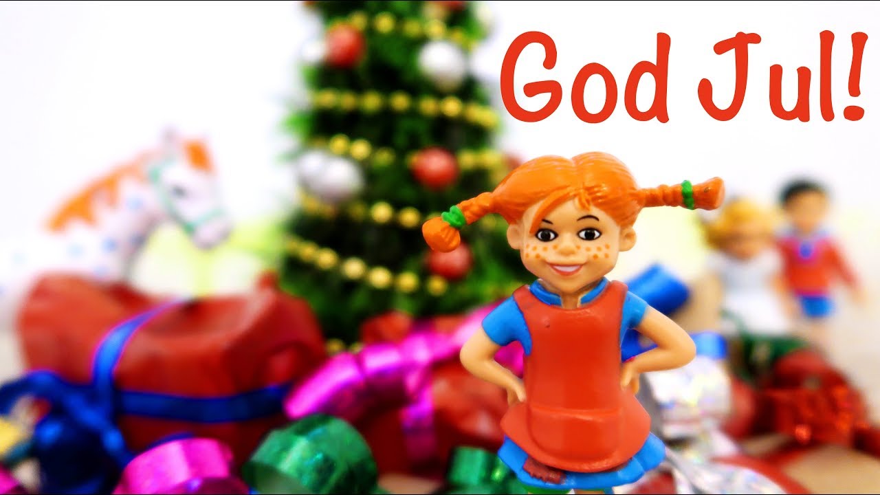 Pippi Långstrump pyntar julgranen 🎄 och öppnar roliga julklappar 🎁 Lek ...