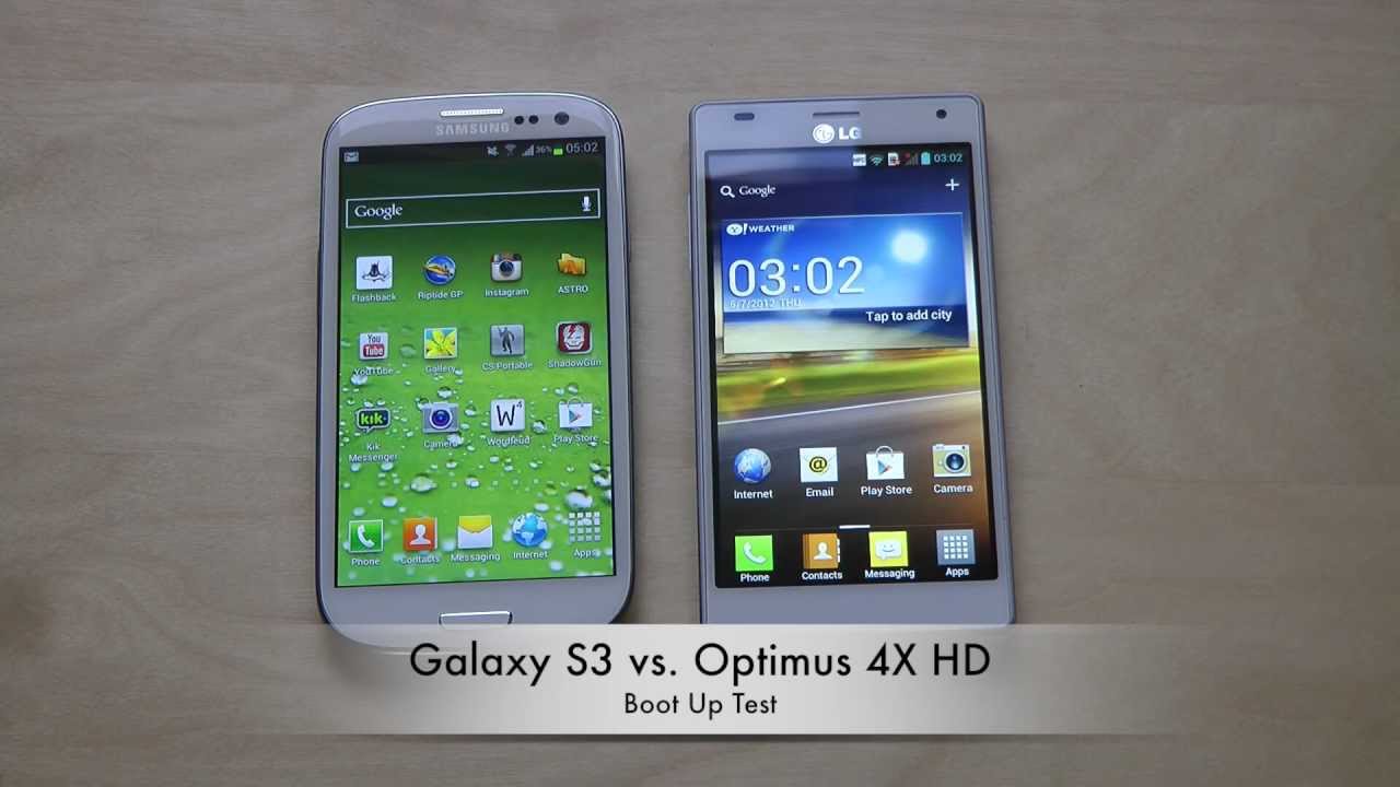 Samsung Galaxy S3 vs. LG Optimus 4X HD Boot Up Test First Hands-On Look ...