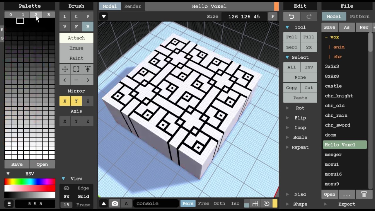 MagicaVoxel 0.98 : Brush and Edit - YouTube