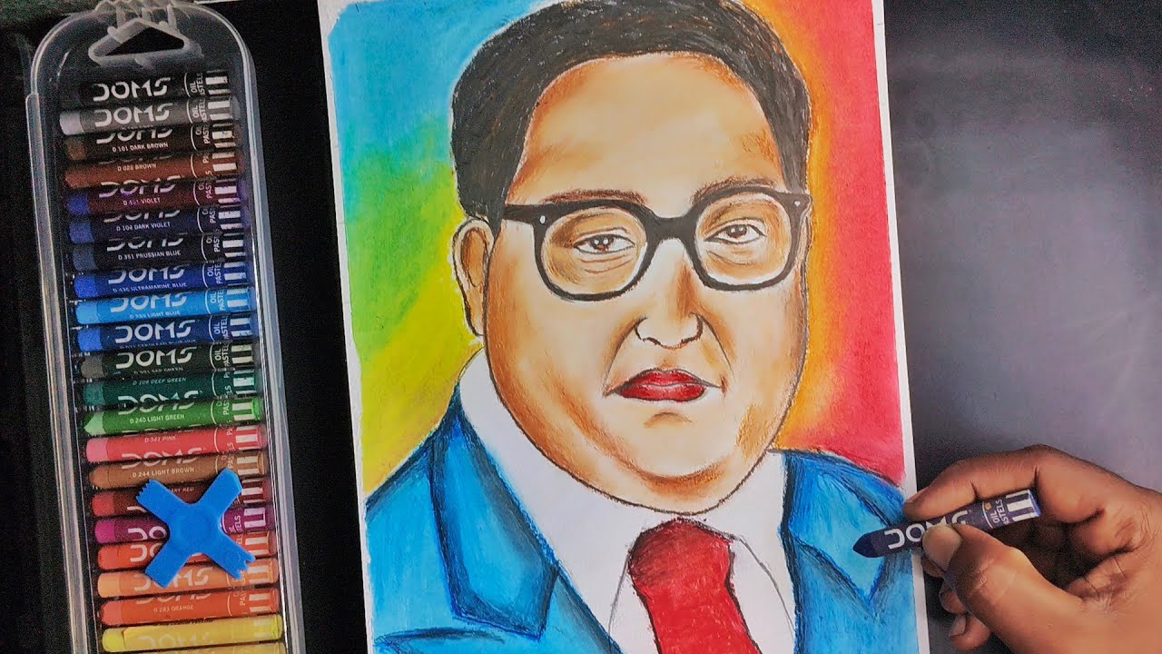 Part -3 Dr Ambedkar ji drawing with oil pastel step by step drawing Dr ...