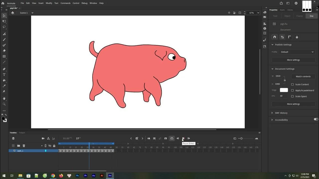 How to Create 2D Animation Scene with Animate CC: Pig Walking Cycle ...