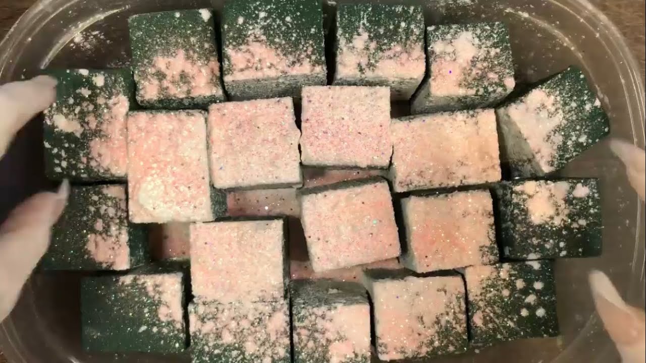 Cubes w/ cornstarch and glitter - YouTube