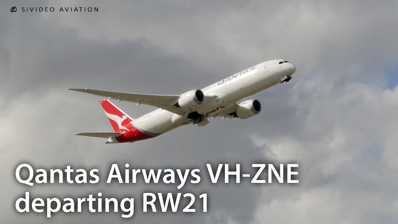 Qantas Airways (VH-ZNE) departing RW21 at Perth Airport. - YouTube