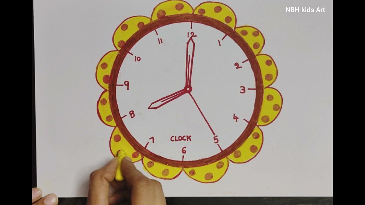 Simple Clock drawing for kids - YouTube