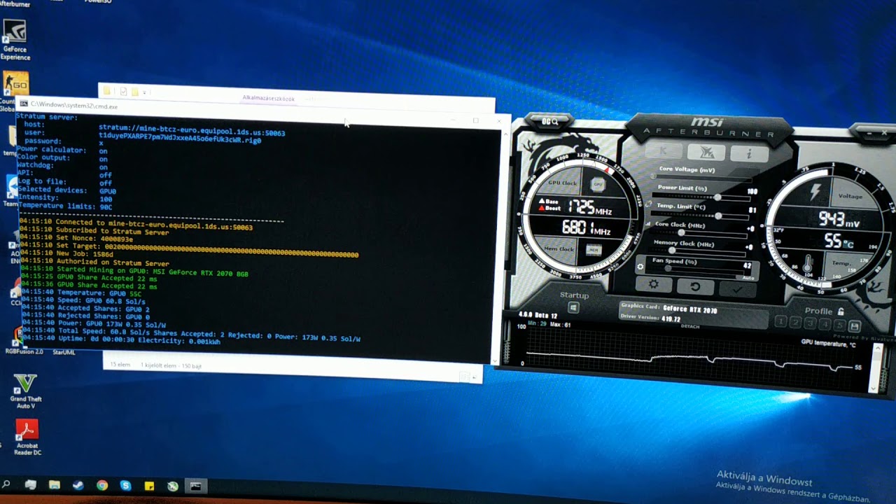 RTX 2070 | BtcZ Mining Hashrate | Equihash 144,5 Algorithm | MSI armor ...