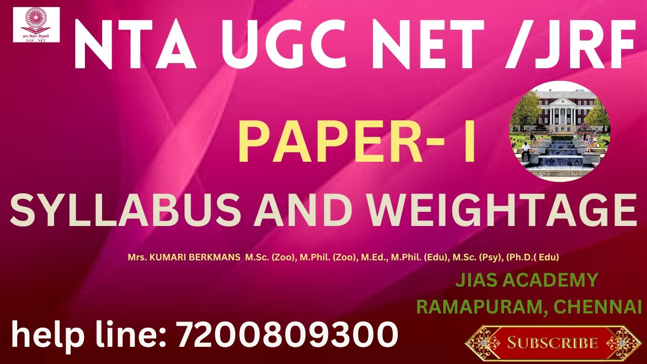 CSIR UGC NET PAPER I SYLLABUS AND WEIGHTAGE - YouTube