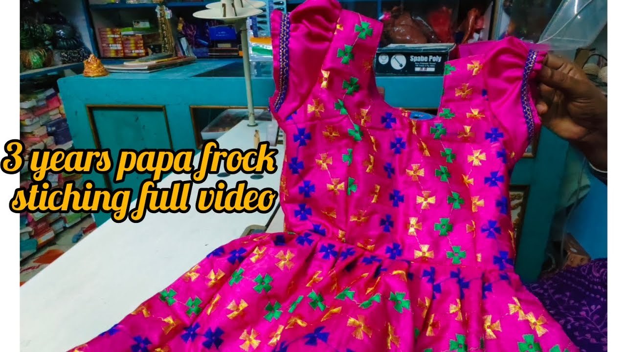 # new model frock cutting stitching video 3 years baby frock stiching ...