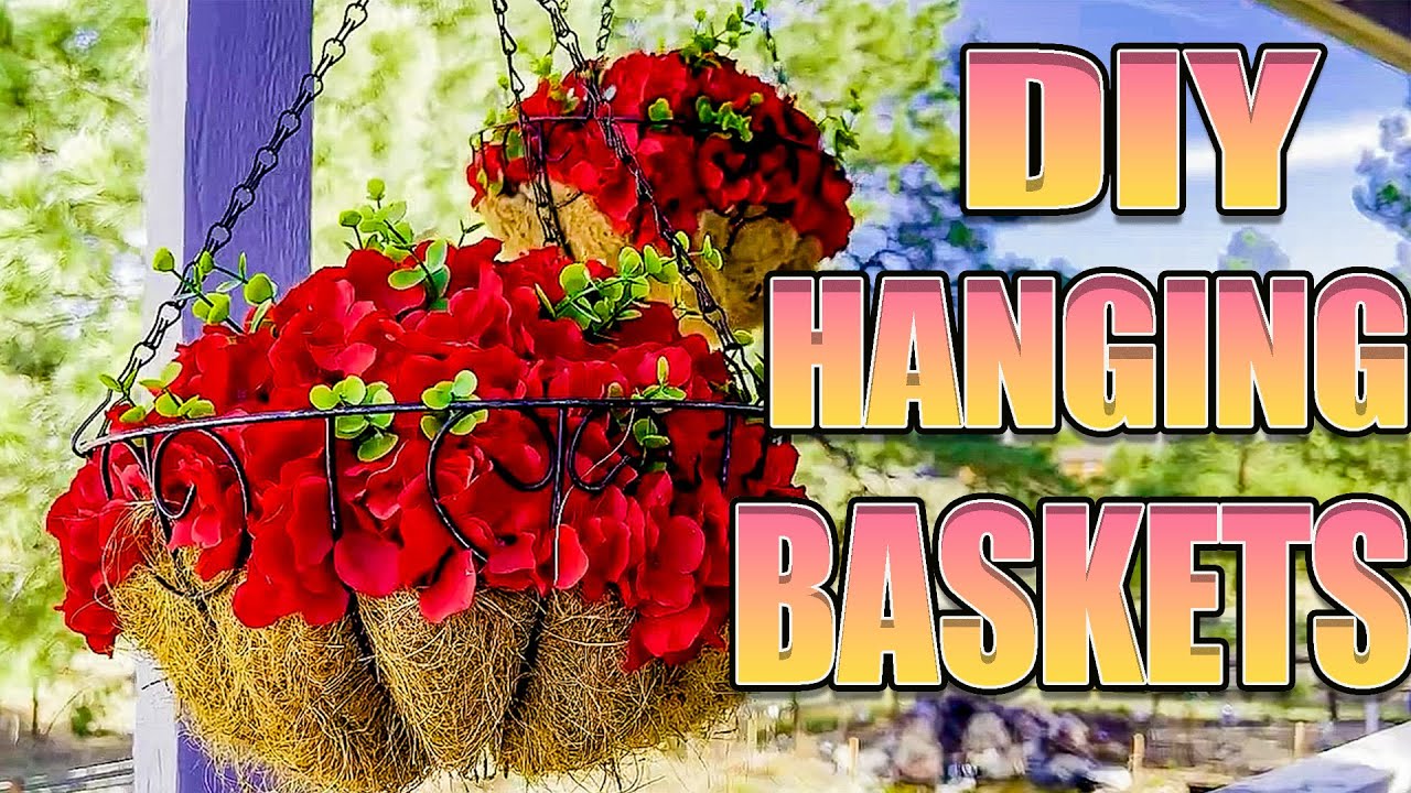 EASY DIY HANGING BASKETS WITH FAKE PLANTS - BEAUTIFUL! - YouTube