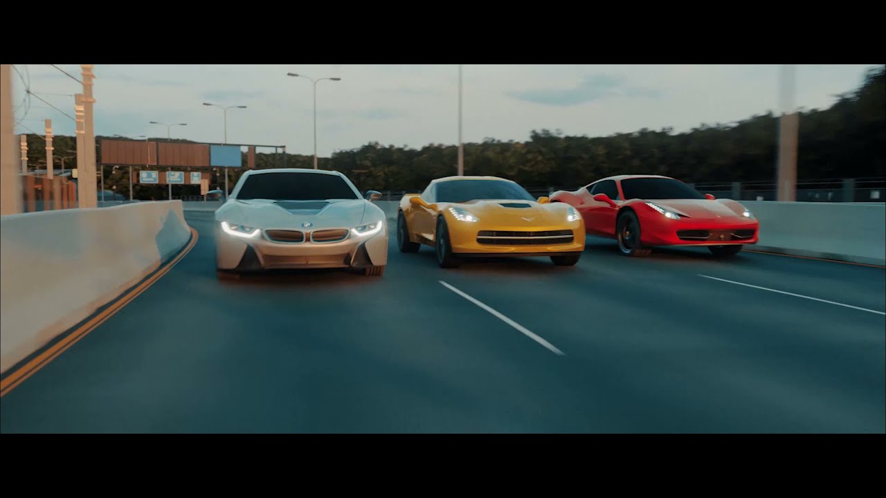 Supercar street race showoff (3D Car Animation) - YouTube