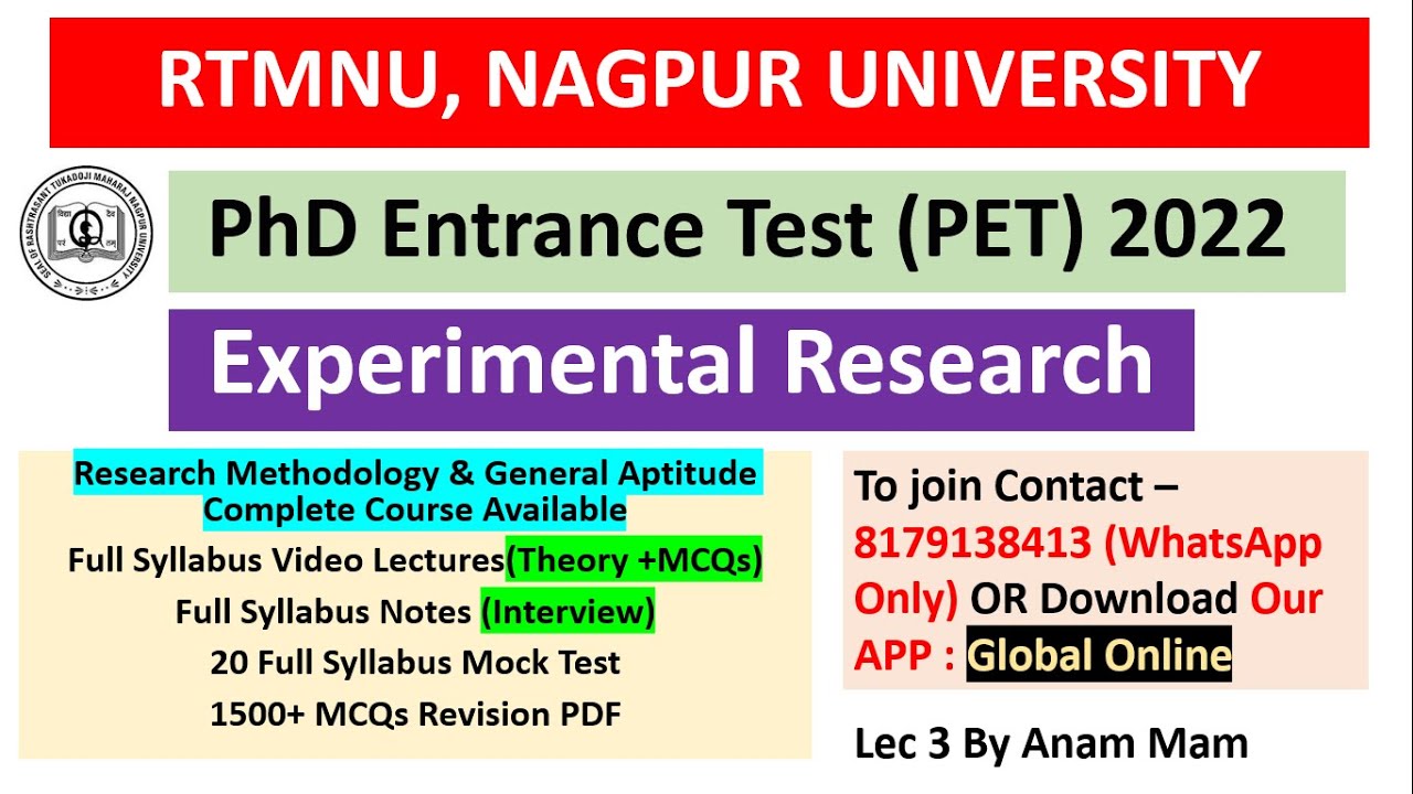 RTMNU, NAGPUR UNIVERSITY || PhD Entrance Test (PET) 2022 ...