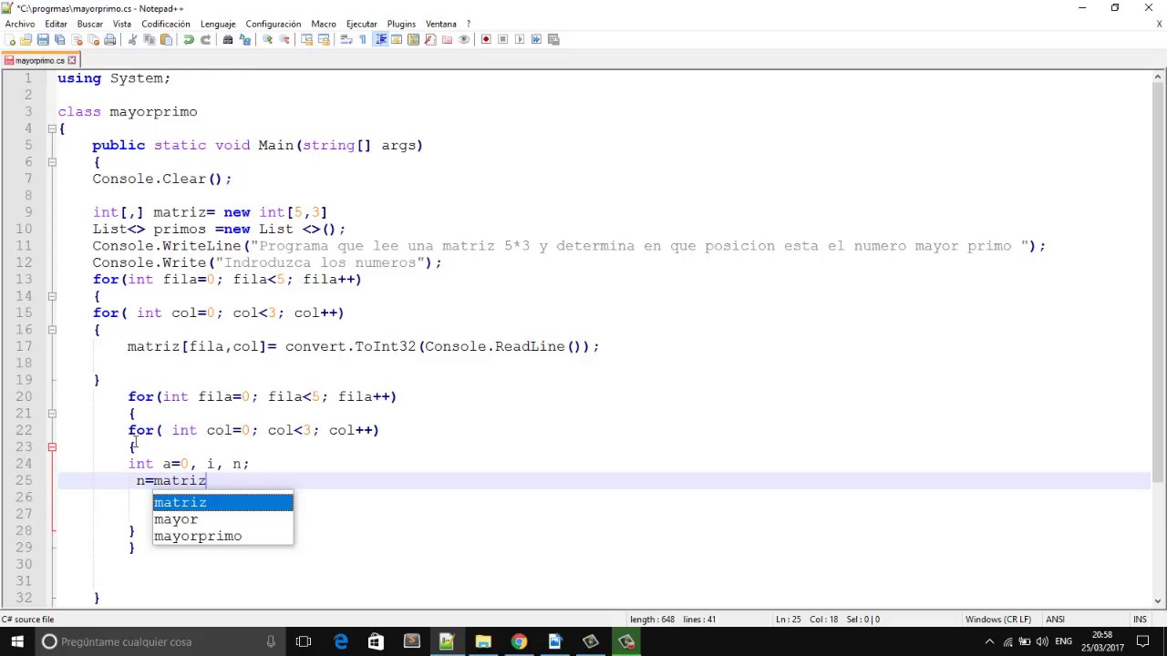 Fundamentos De Programación. Matrices en C#. - YouTube