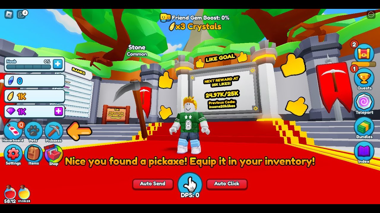 5 CODE! + About Icon! in Roblox : [🎉10M+💰Lucky Blocks] Pickaxe Mining Simulator - YouTube