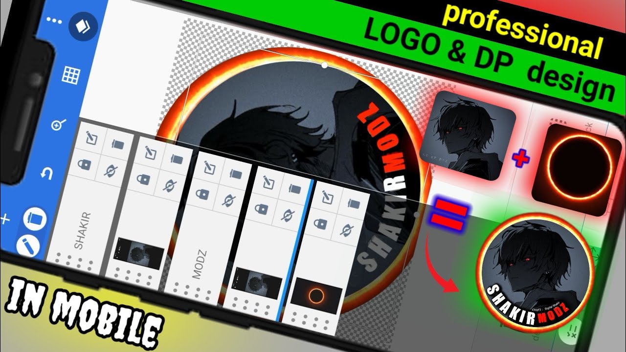 how to make DP for social media / youtube logo kaise banaye in pixellab ...