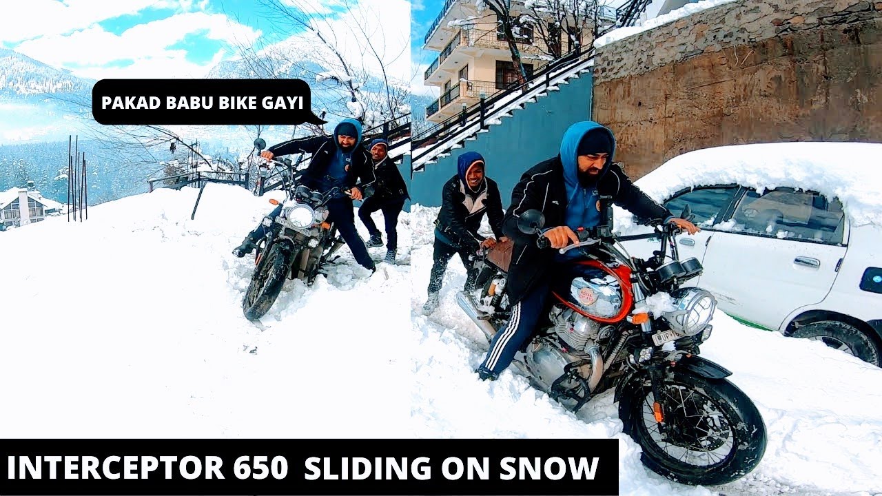 INTERCEPTOR 650 MARK 2 SLIDING ON SNOW | DIFFICULT DAY FOR US | CARS ...