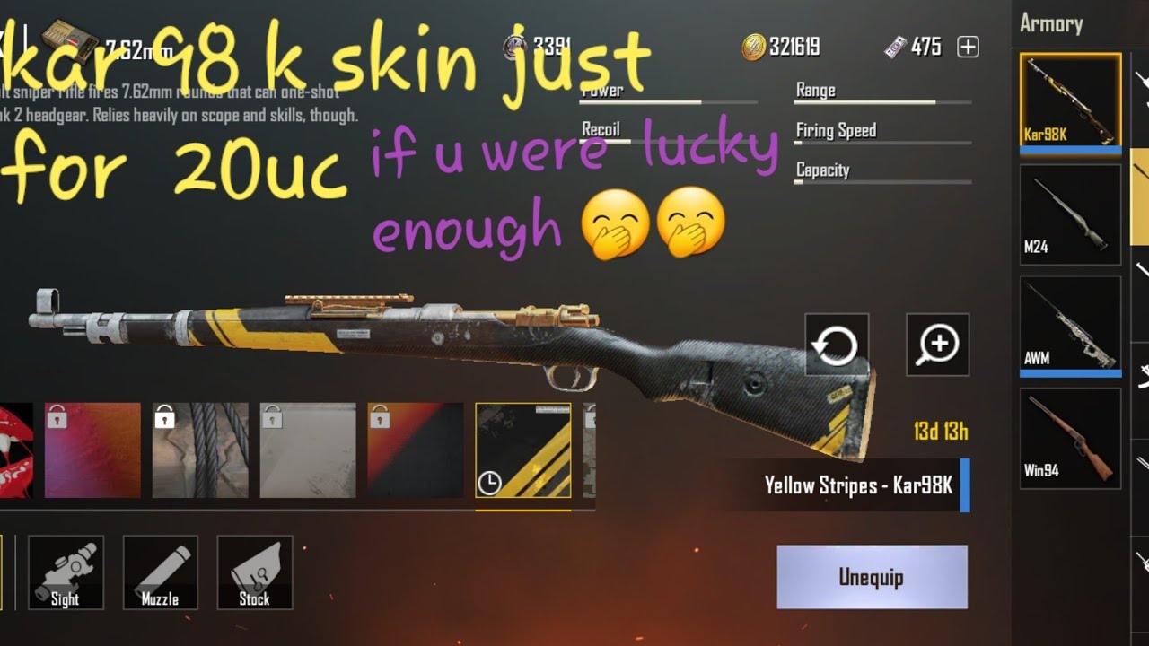 Kar 98k skin for just 20cu only - YouTube