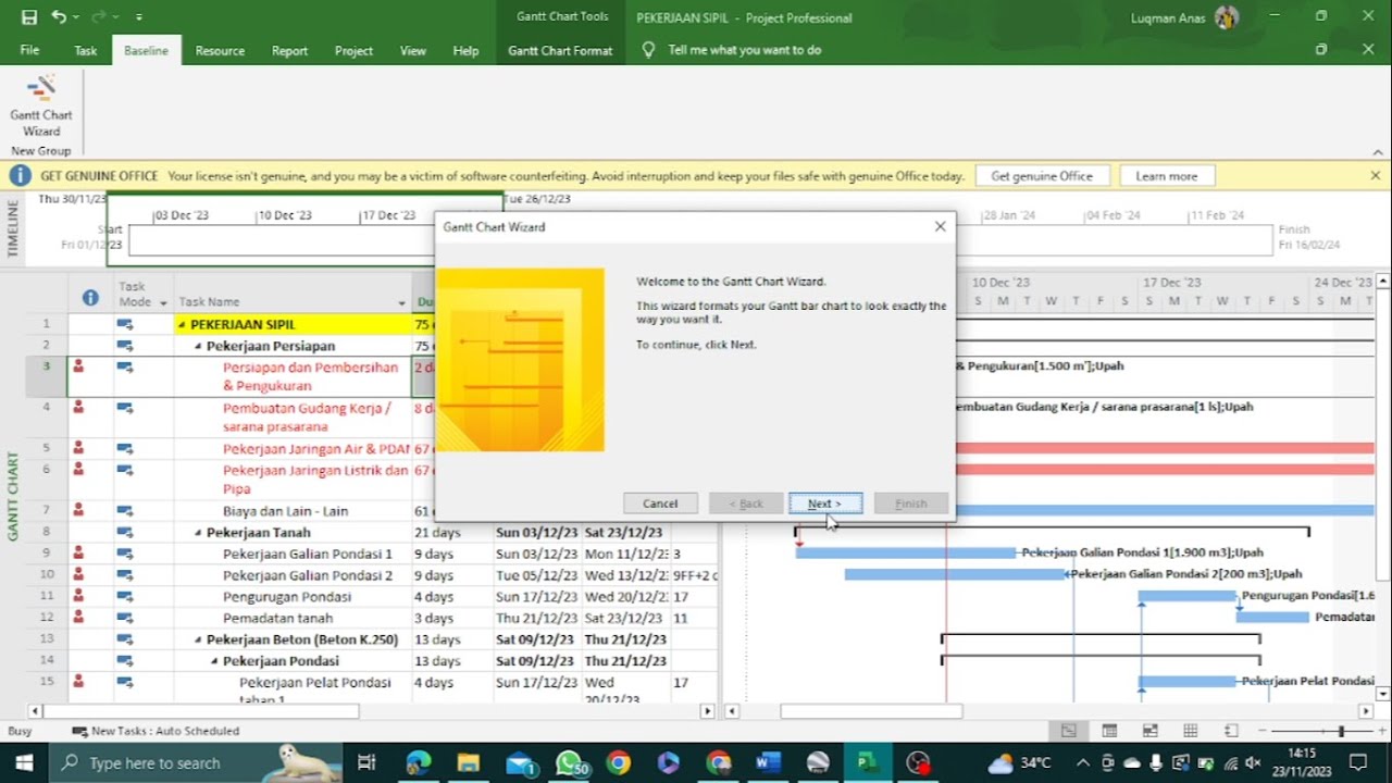 MS Project Cara memunculkan baseline (Scheduling) Proyek Konstruksi ...