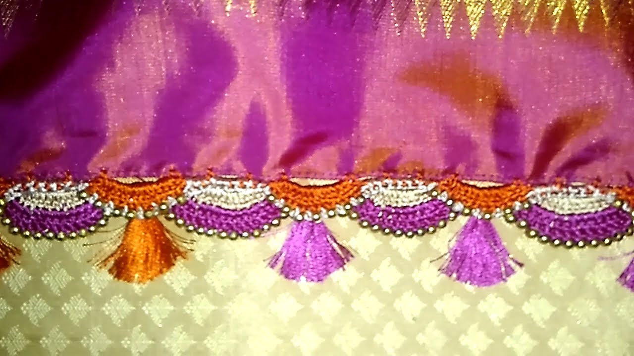 Double krosha saree kuchu || how to make double crochet saree tassels ...