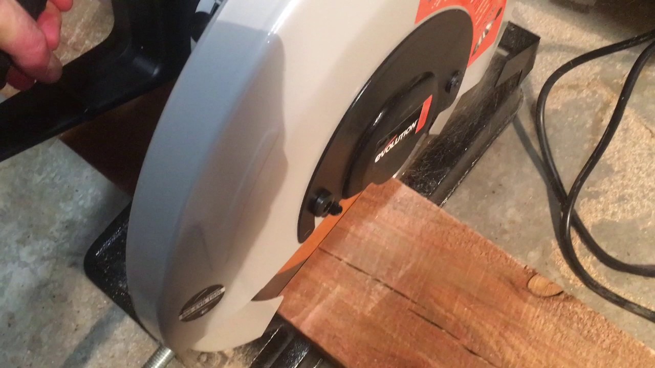 Evolution Rage 2 chop saw cutting wood - YouTube