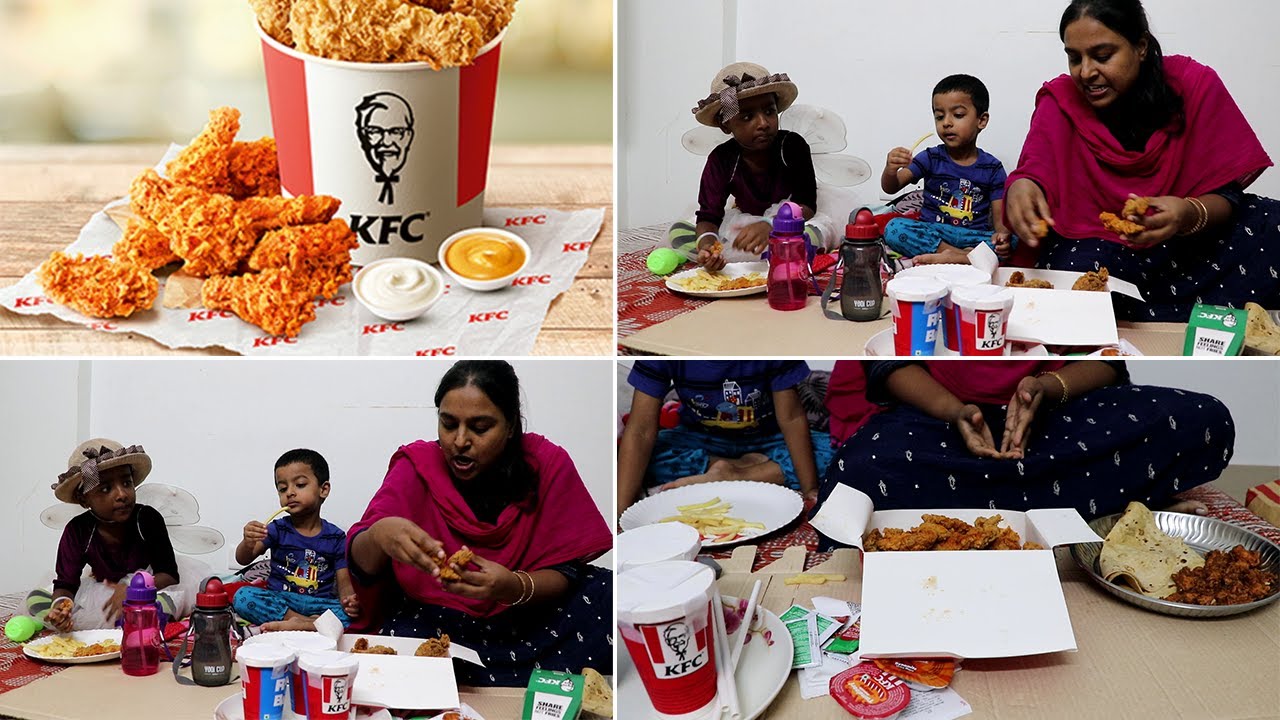 Eating KFC Chicken with my kids | Kutty kitty - YouTube