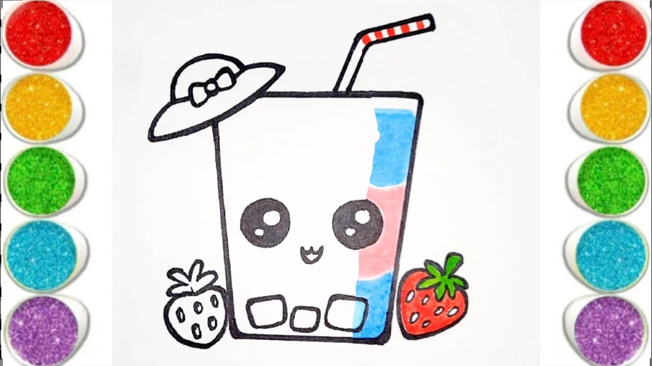 SUMMER DRINK DRAWING🍹🍓⛱️| STRAWBERRY DRINK DRAWING | HOW TO DRAW A ...