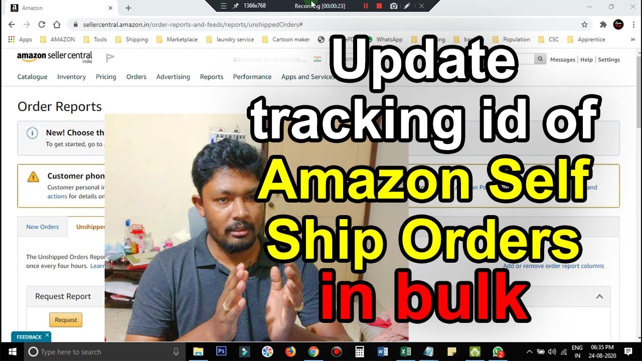 How to Update Tracking id of Amazon self ship orders in bulk Hindi ...