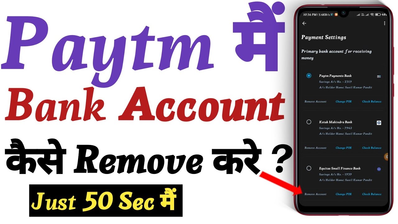 Remove Bank Account From Paytm | Paytm Main Bank Account Kaise Remove ...