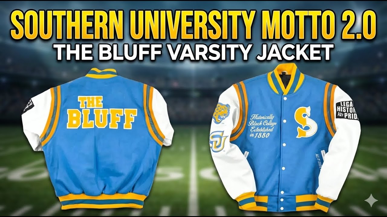 Southern University Motto 2.0 The Bluff Varsity Jacket - YouTube