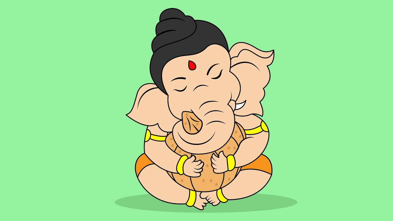 Cute Ganpati Eating Modak For Ganesh Chaturthi Drawing Illustration ...