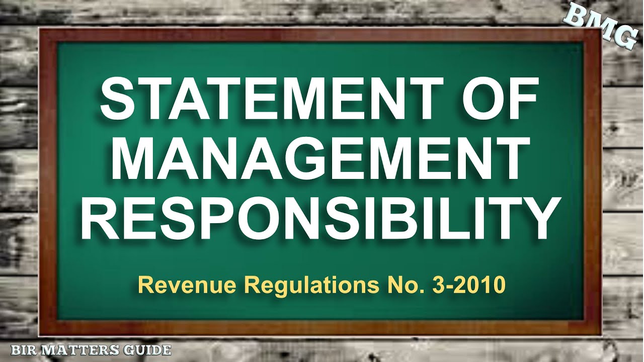 Statement of Management Responsibility sa Annual Income Tax Return ...