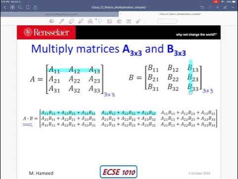 ECSE 1010 - Matrix Multiplication 3x3 and 3x3 - YouTube