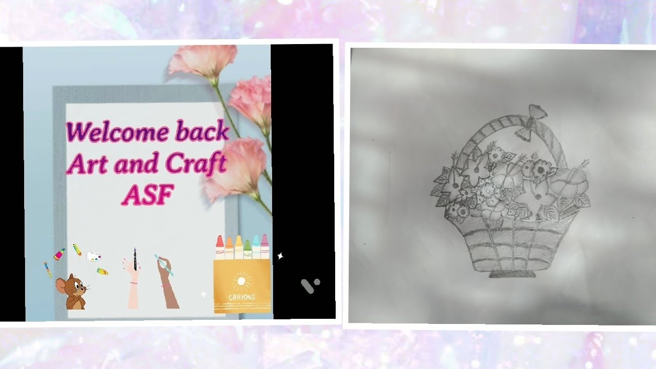 Flower Basket drawing||How to draw a flower Basket||Flower vase drawing ...