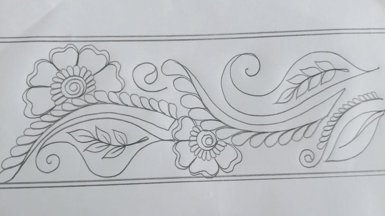 Hand Embroidery Borderline design Drawing Tutorial-155,Nokshi Kantha ...