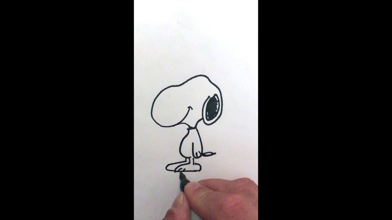 Drawing Snoopy in one line. How to draw snoopy quickly and simply - YouTube